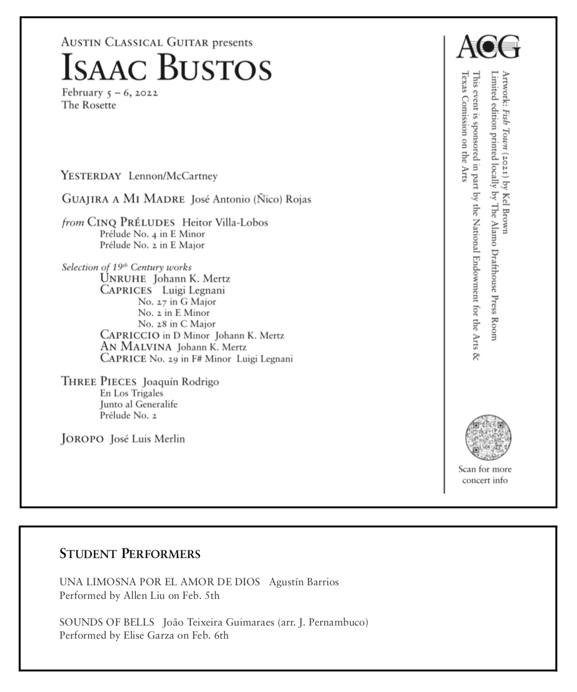 Live at The Rosette: ISAAC BUSTOS program – Austin Classical Guitar