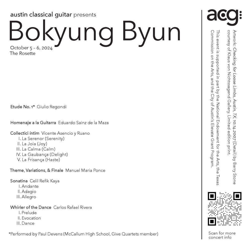 Live at The Rosette: Bokyung Byun Concert Program – Austin Classical Guitar